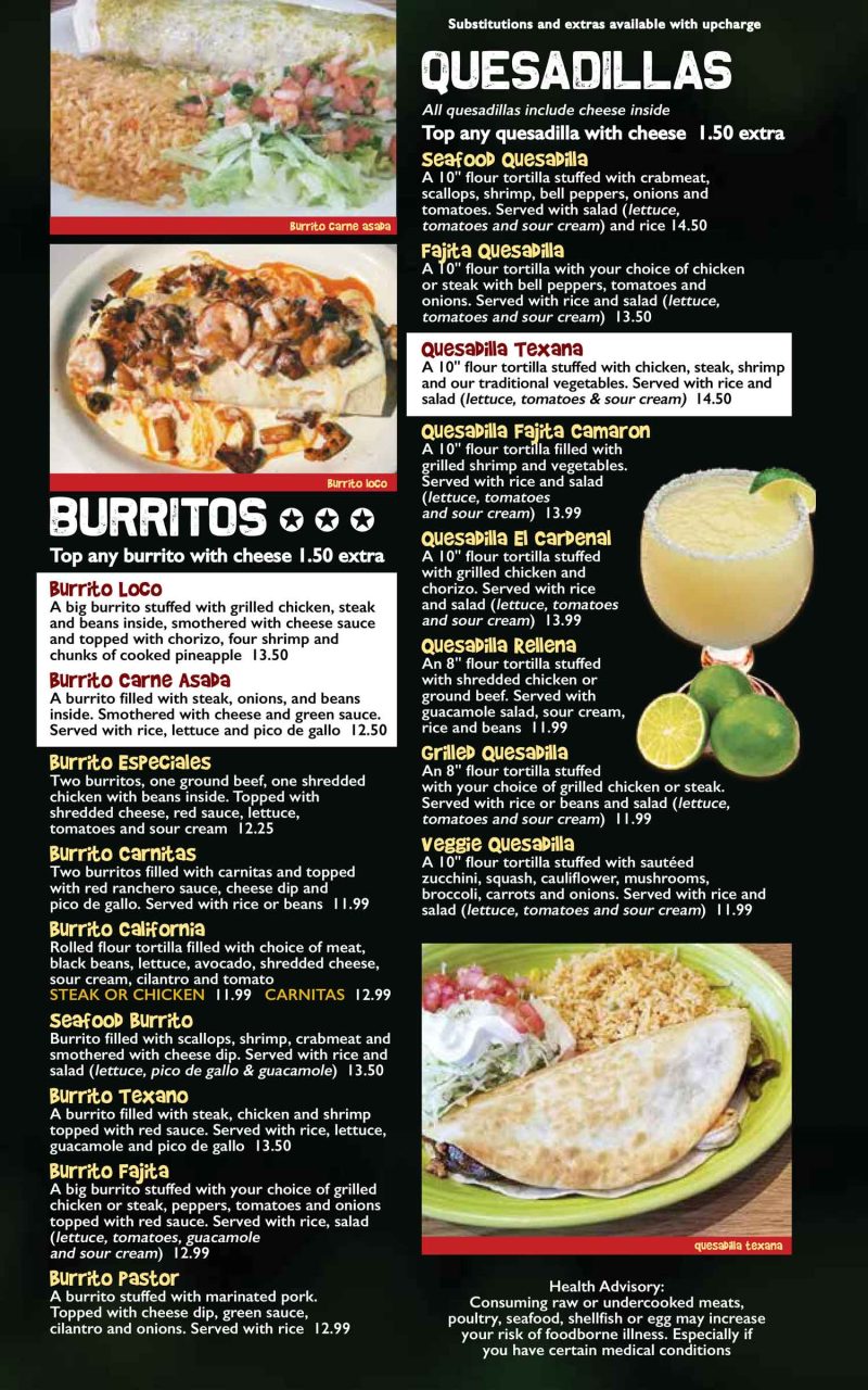 Our Menu – El Cardenal Mexican Restaurant